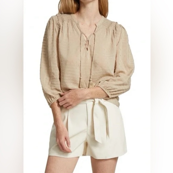 PAIGE | Tops | Paige Shaylene Clip Dot Top Sand Dollar Beige Boho ...